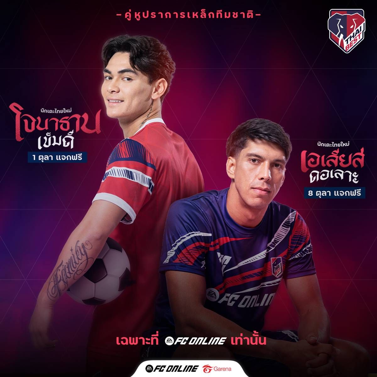 FC Online เปิดตัวสองกำแพงเหล็กทีมชาติไทย “โจนาธาน เข็มดี” และ “เอเลียส ดอเลาะห์” เสริมทัพ THAI ...